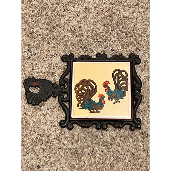 Cherry | Kitchen | Vintage Cast Iron Rooster Trivet Japan Cherry ...